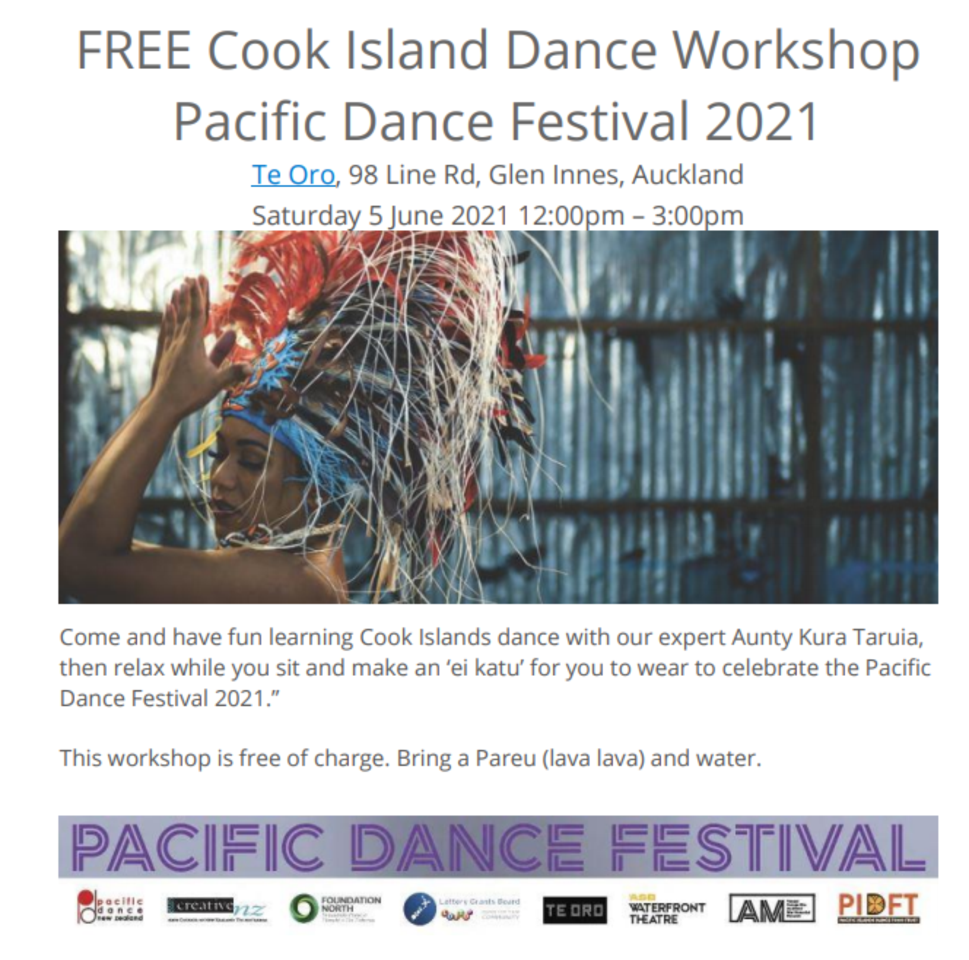 FREE Cook Island Dance Workshop! | Te Oro